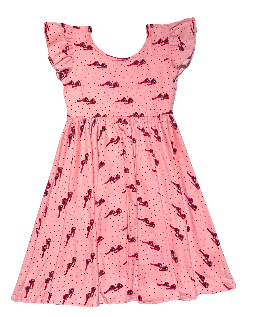Heart Shades Empire Dress | Pink Flutter Sleeve Twirl Dress | DotDotSmile